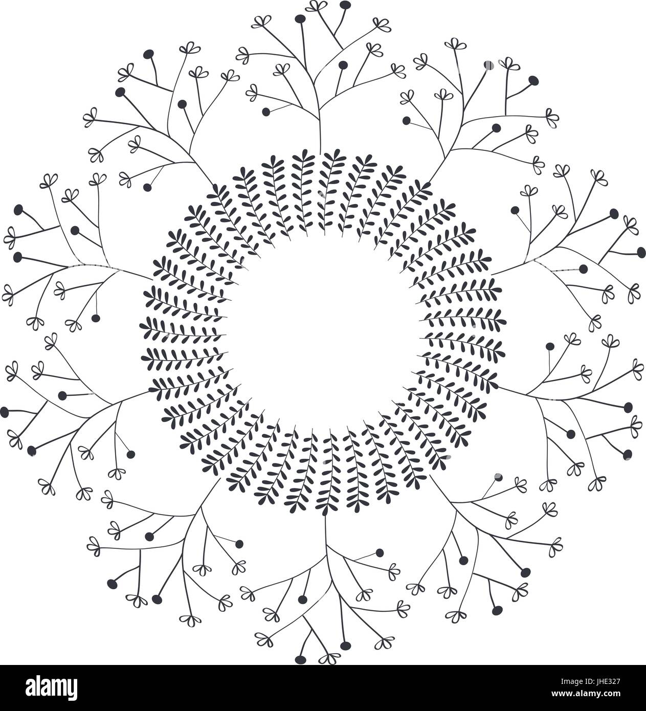 Circular crown with leaves vector illustration design Stock Vector ...