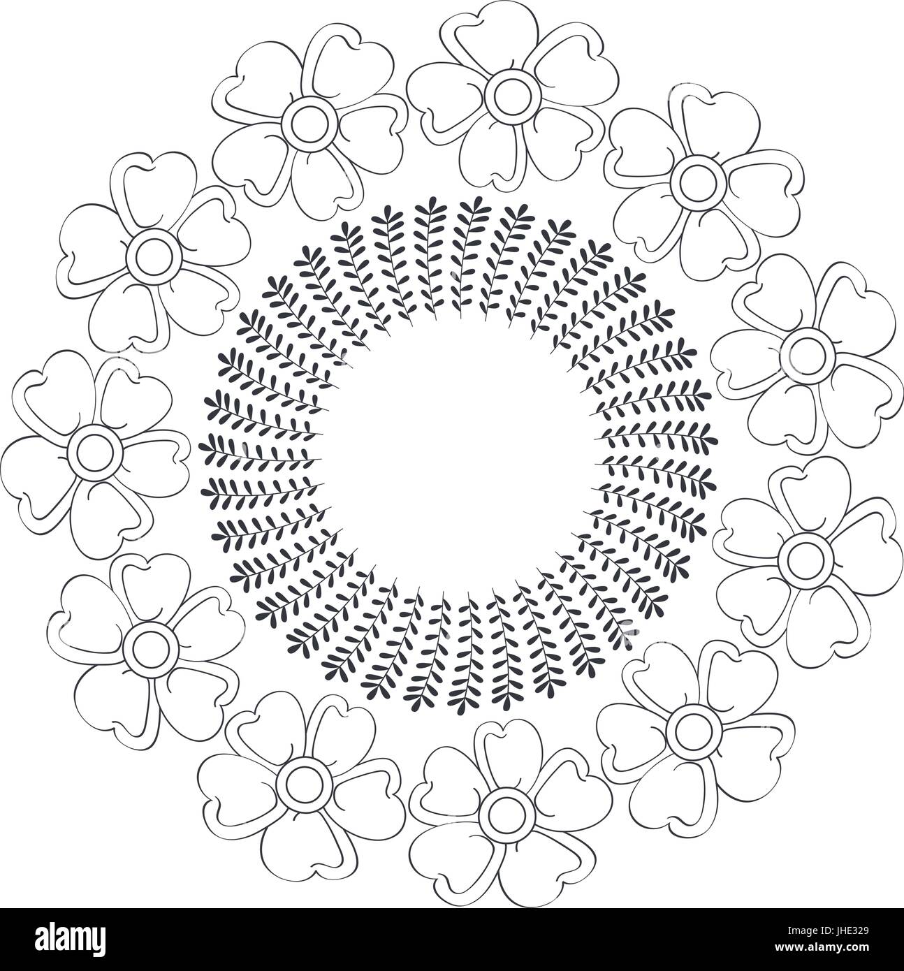 Circular crown with flowers vector illustration design Stock Vector ...