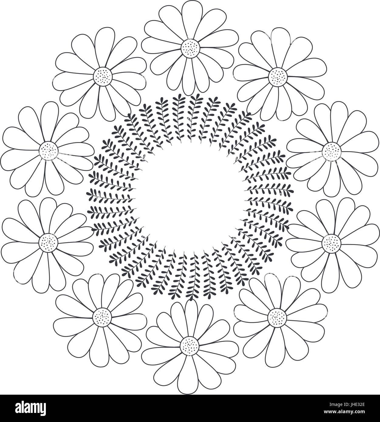 Circular crown with flowers vector illustration design Stock Vector ...