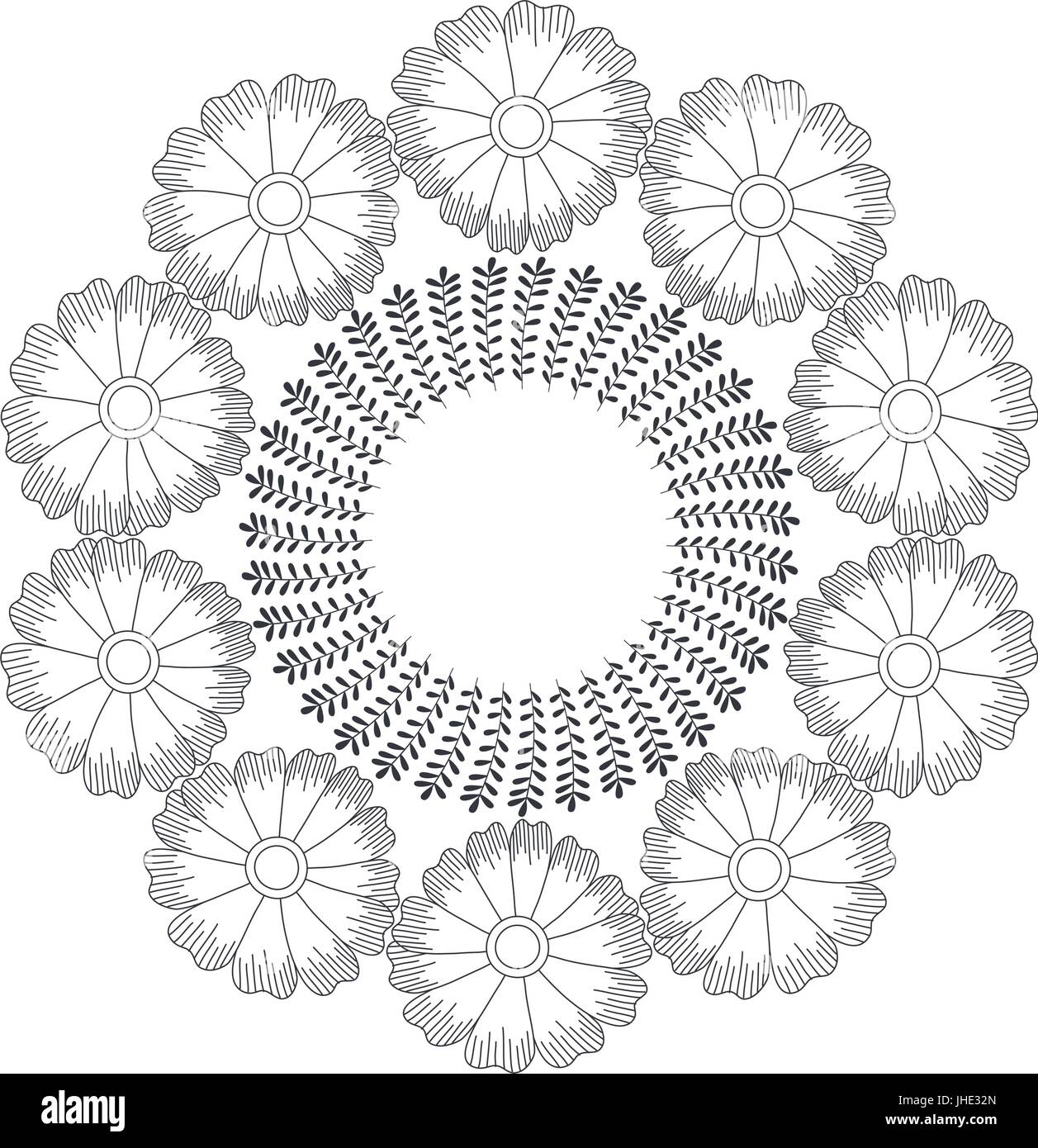 Circular crown with flowers vector illustration design Stock Vector ...