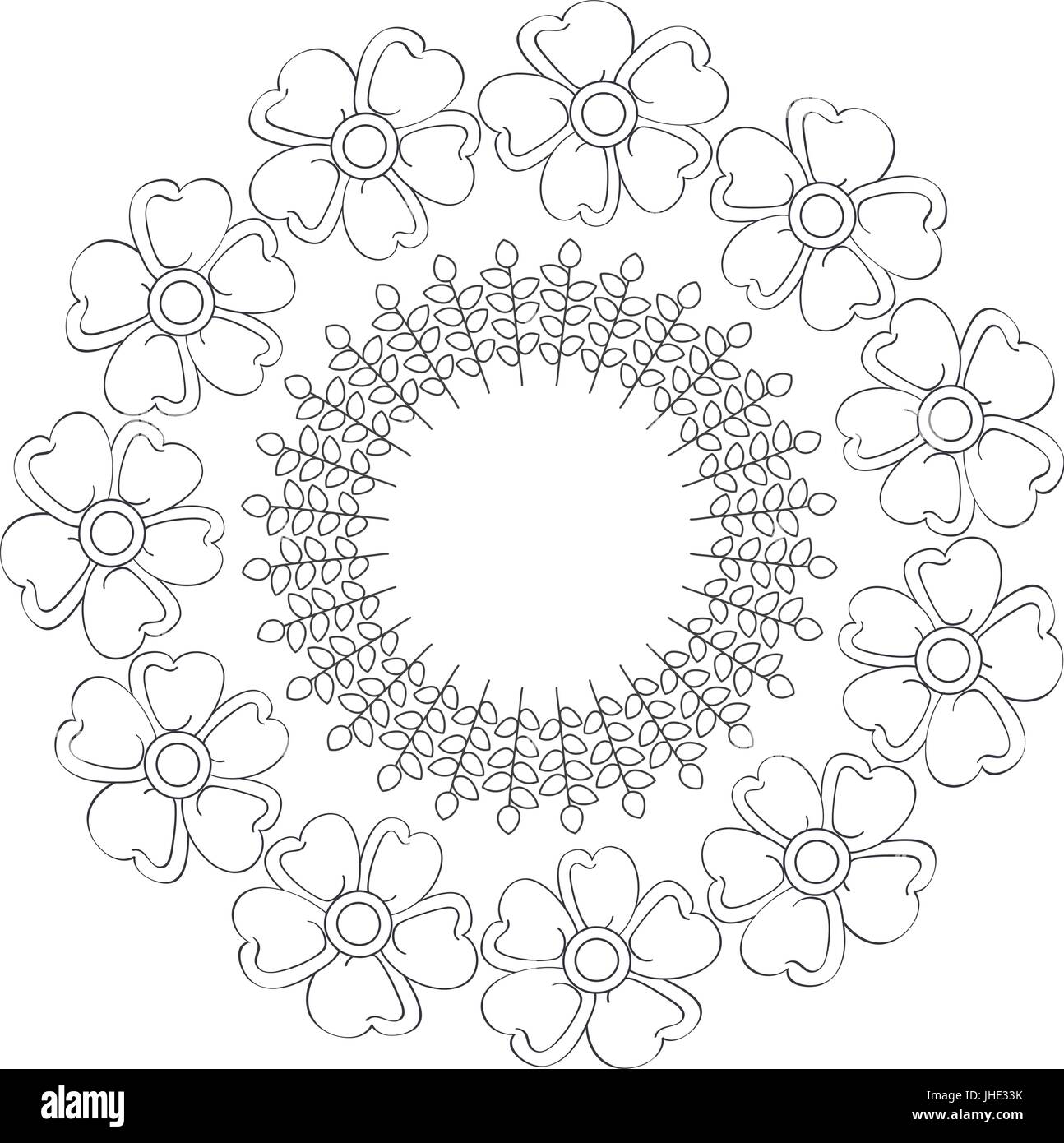 Circular crown with flowers vector illustration design Stock Vector ...
