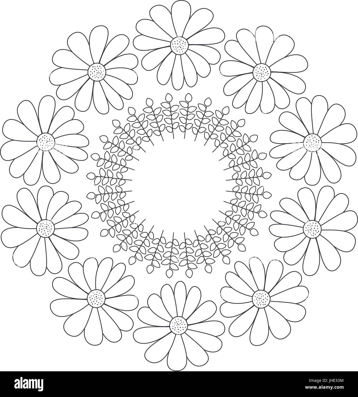 Circular crown with flowers vector illustration design Stock Vector ...