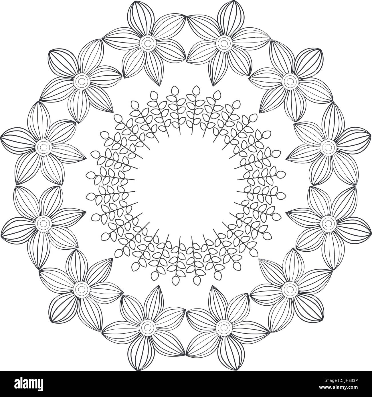 Circular crown with flowers vector illustration design Stock Vector ...