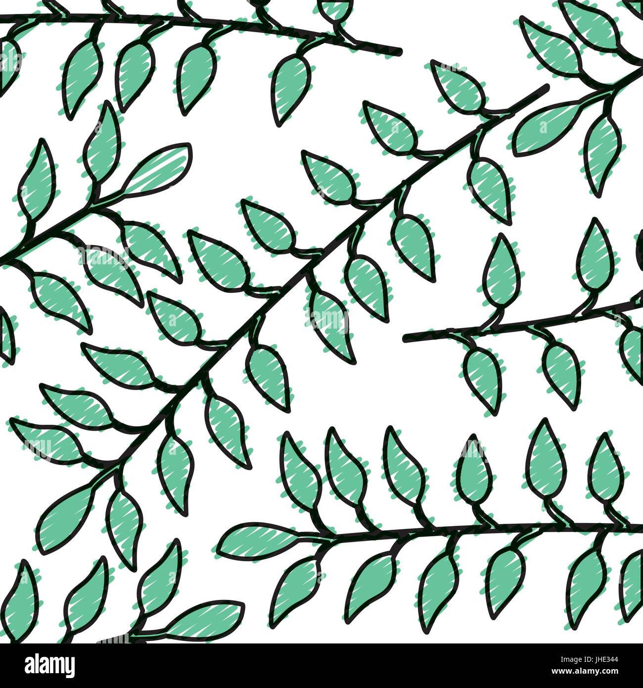 Leafy branch natural pattern vector illustration design Stock Vector ...