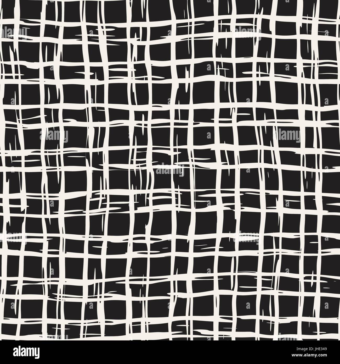 Hand drawn seamless plaid pattern. Allover pattern with ink doodle ...