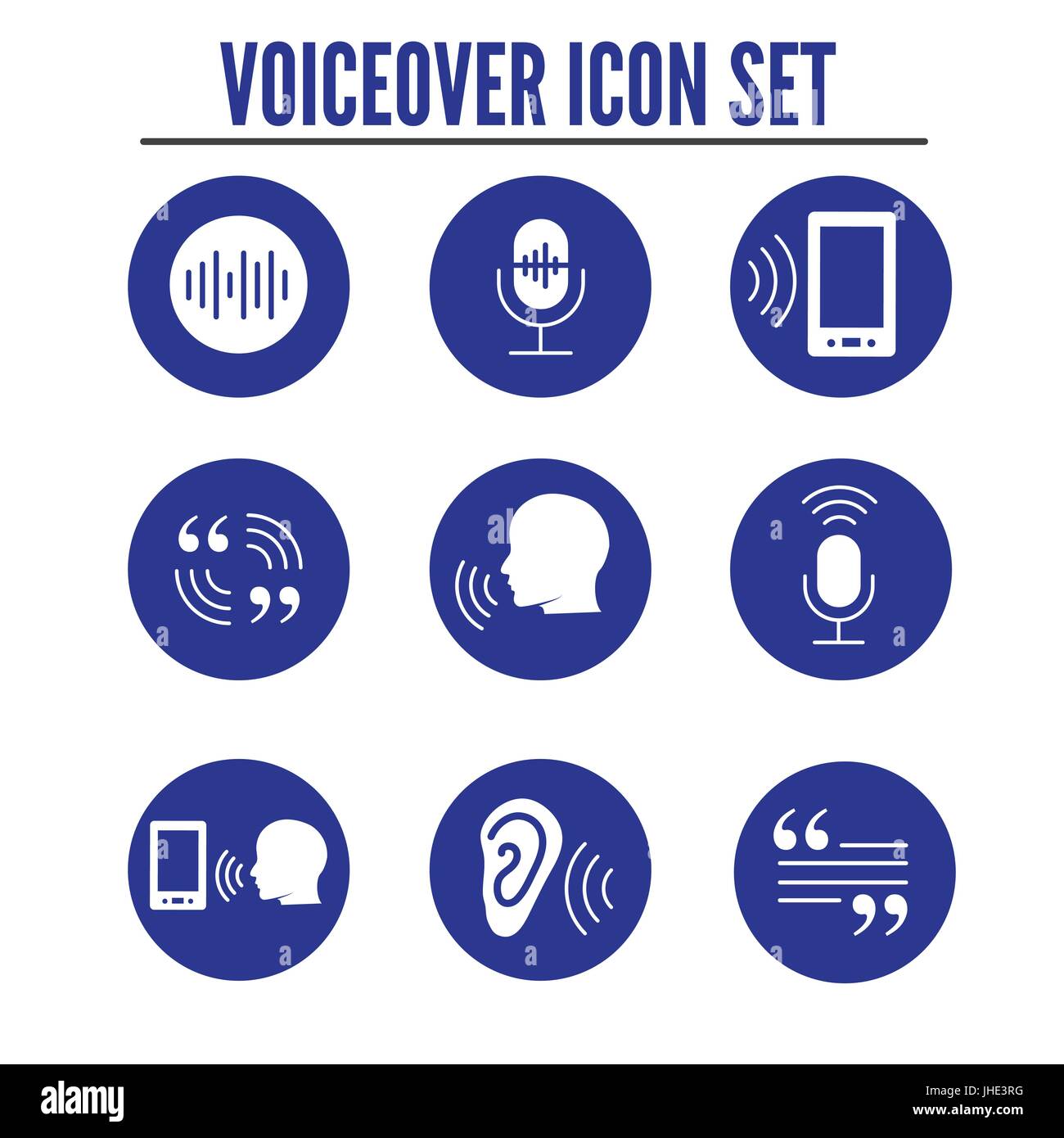 Voiceover or Voice Command Icon with Sound Wave Images Set - solid ...