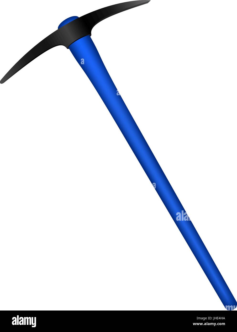 Mattock in black design with blue handle on white background Stock ...