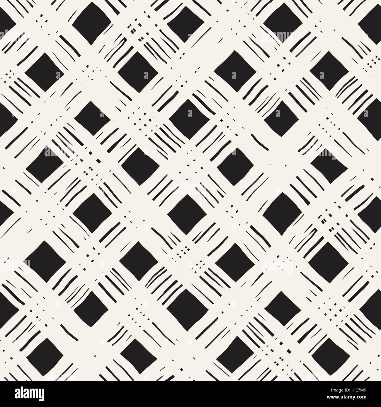 Hand drawn seamless plaid pattern. Allover pattern with ink doodle ...
