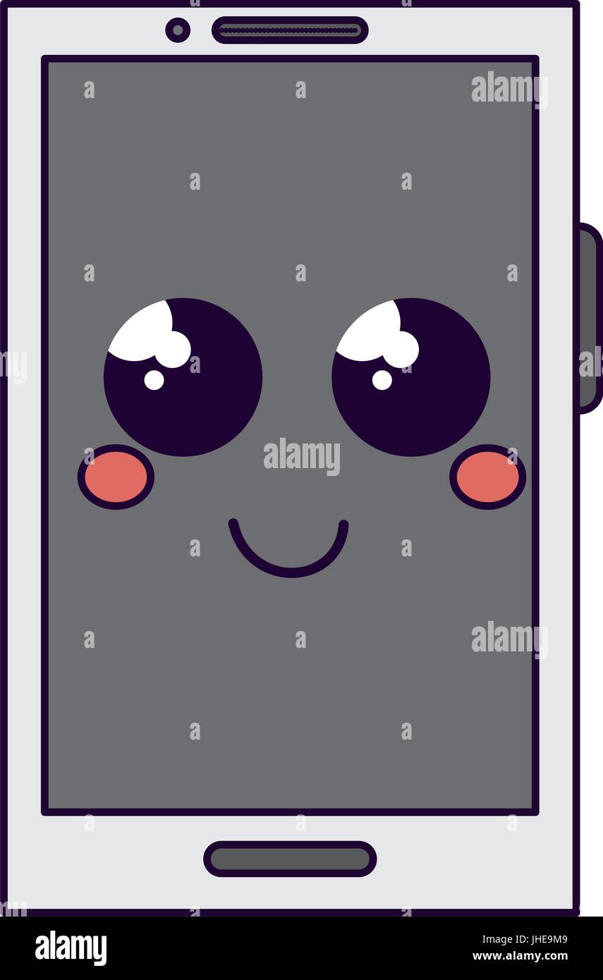 smartphone device kawaii character vector illustration design Stock ...