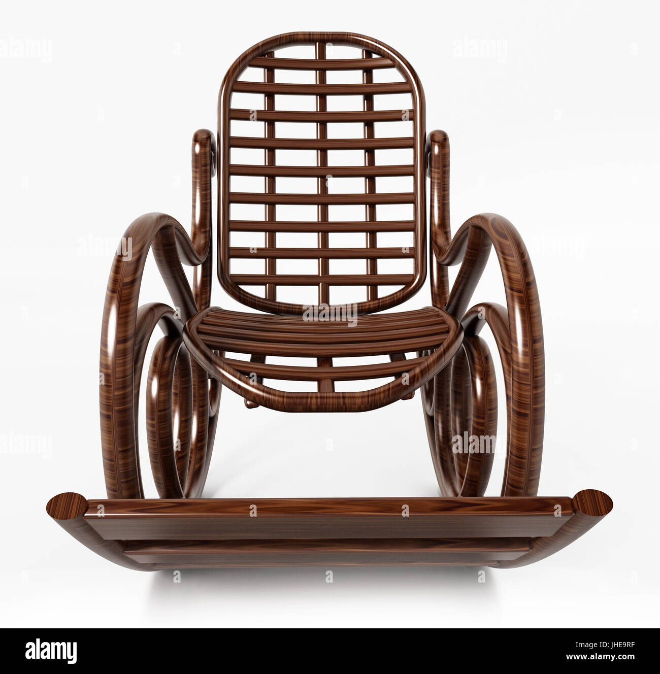 Wooden rocking chair isolated on white background. 3D illustration ...