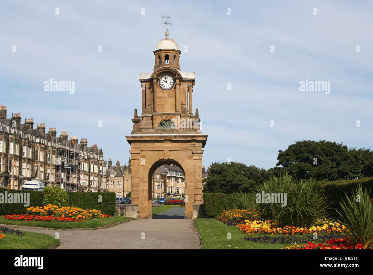 Scarborough - Clock Tower and Esplanade Stock Photo - Alamy