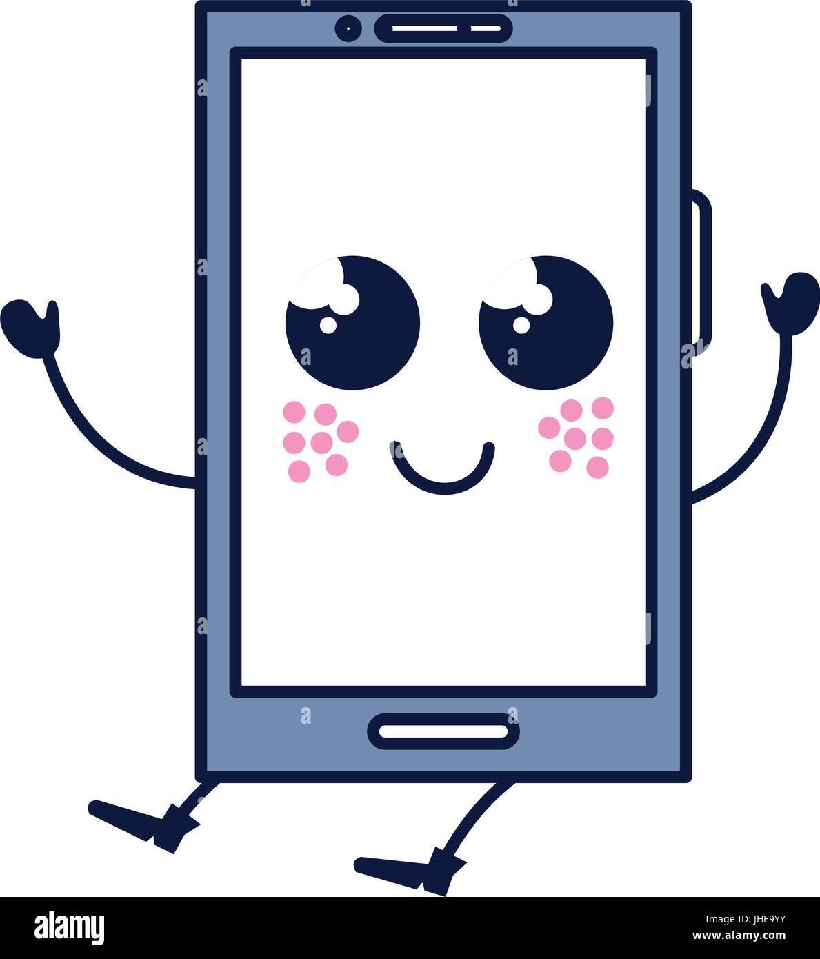 smartphone device kawaii character vector illustration design Stock ...