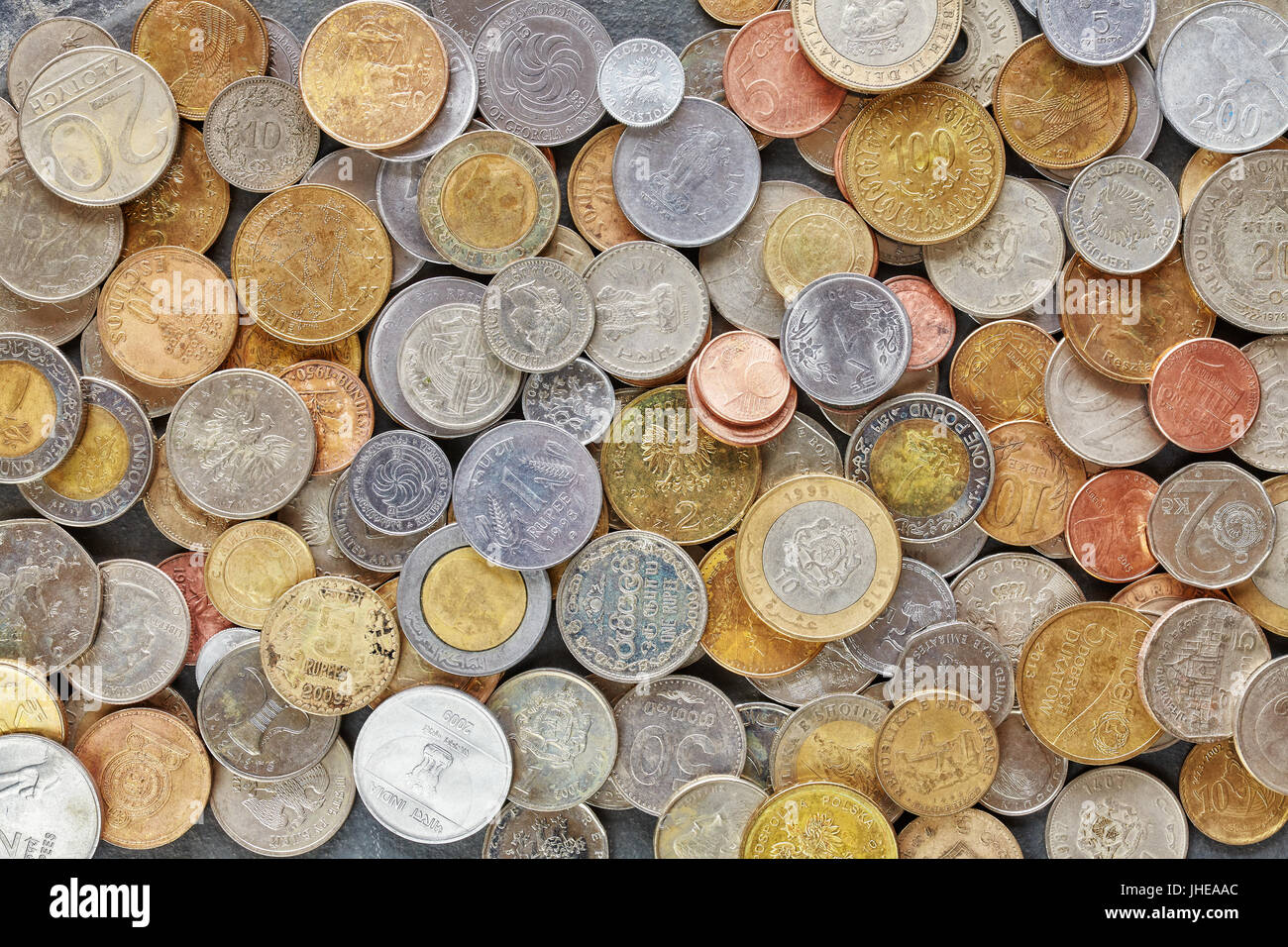 Coins from various countries from all over the world Stock Photo - Alamy