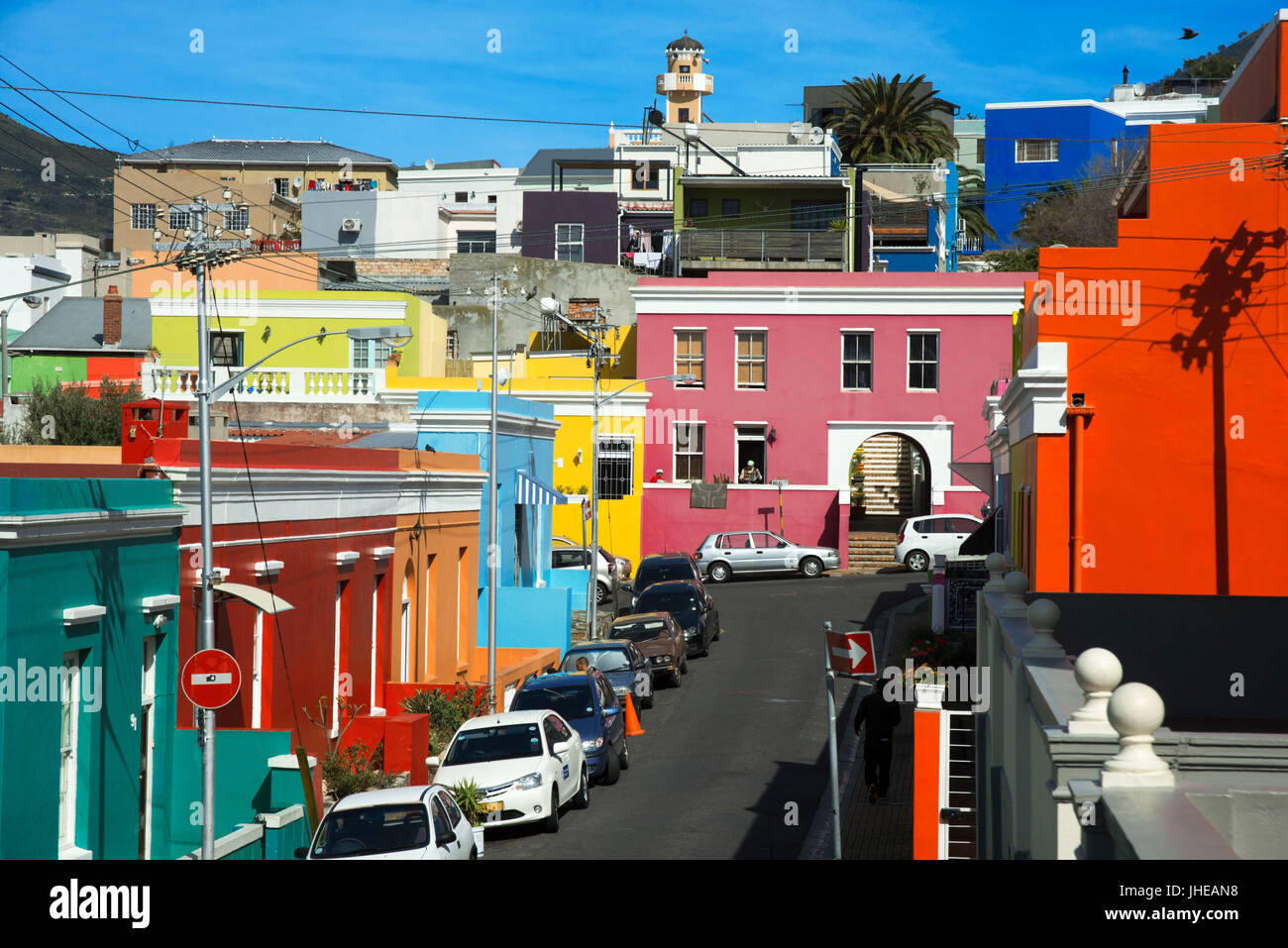 Colourful buildings houses in Bo-Kaap, Malay Quarter, Cape Town ...