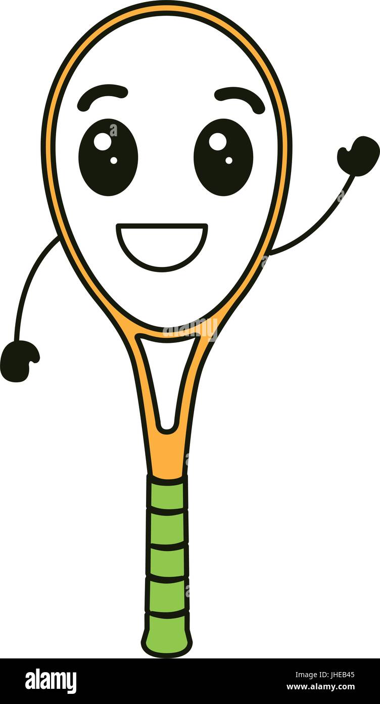 Tennis Racket Kawaii Character Vector Illustration Design Stock Vector