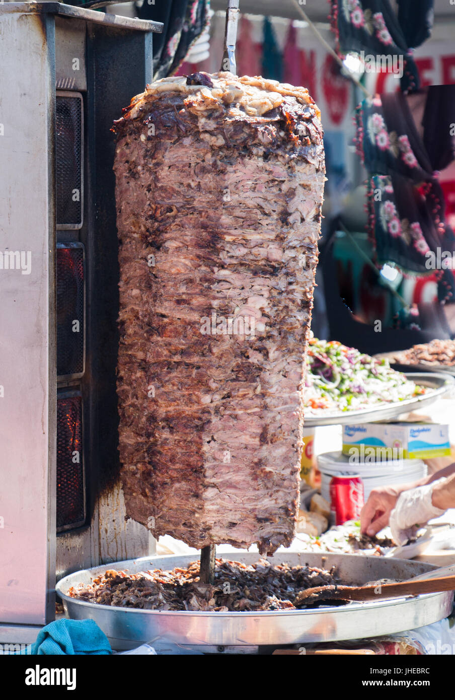 Traditional Turkish Doner Kebab on pole Stock Photo - Alamy