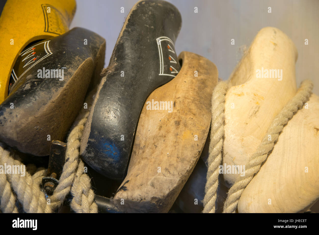 Uncolored clogs made of poplar wood. Klompen, traditional Dutch shoes ...