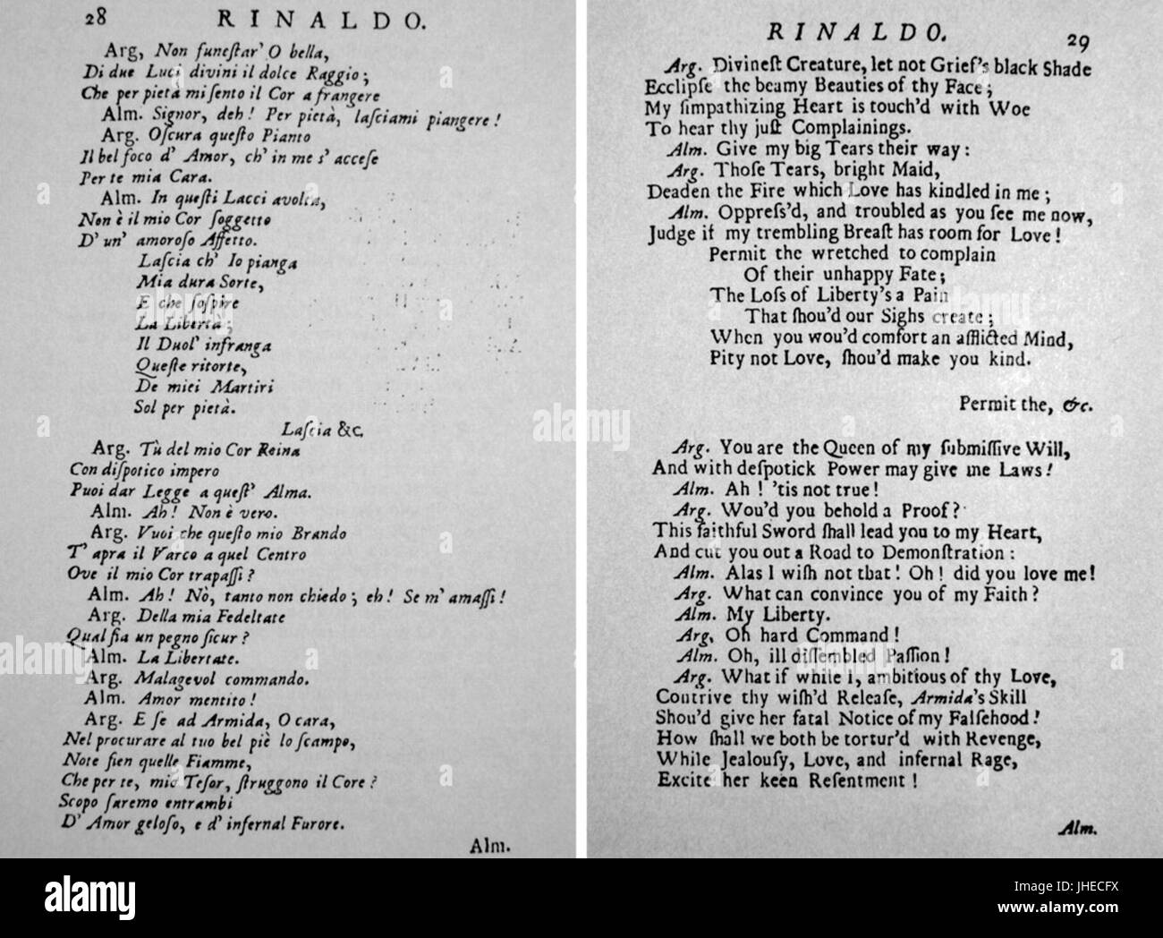 Handel, Rinaldo libretto Stock Photo - Alamy