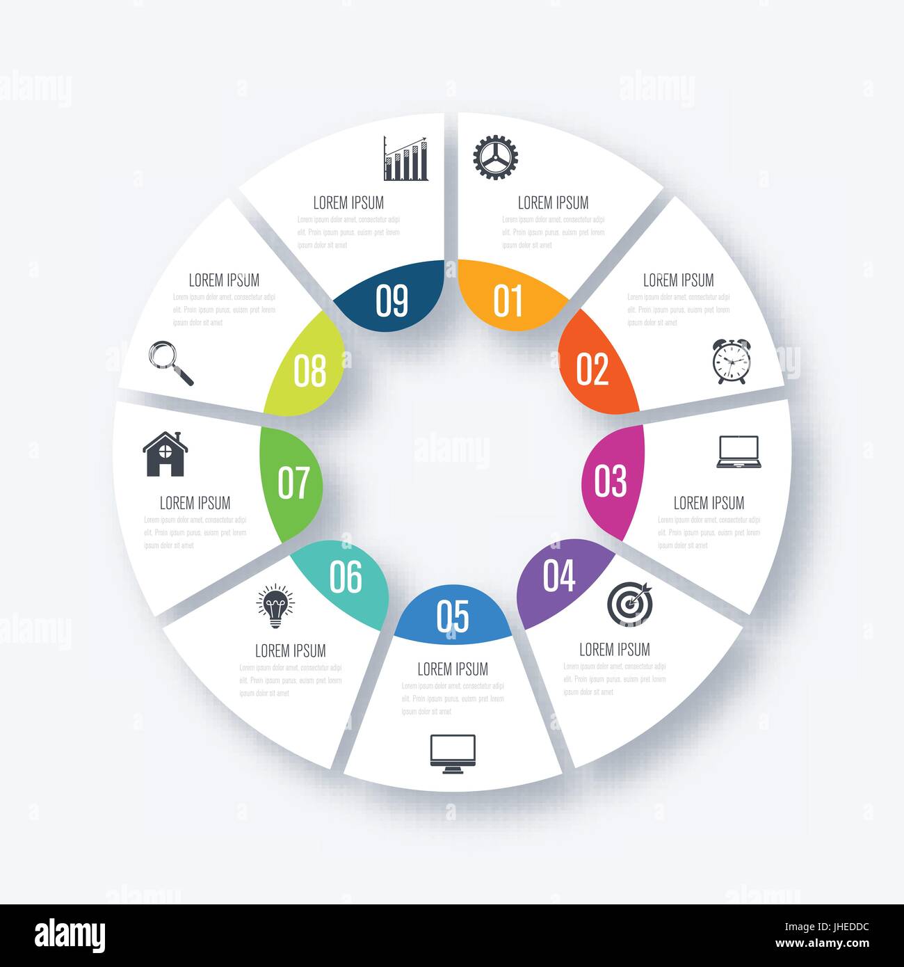 Infographics template 9 options with circle Stock Vector Image & Art ...