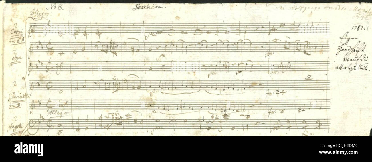 Mozart k 388 Title Manuscript Stock Photo - Alamy