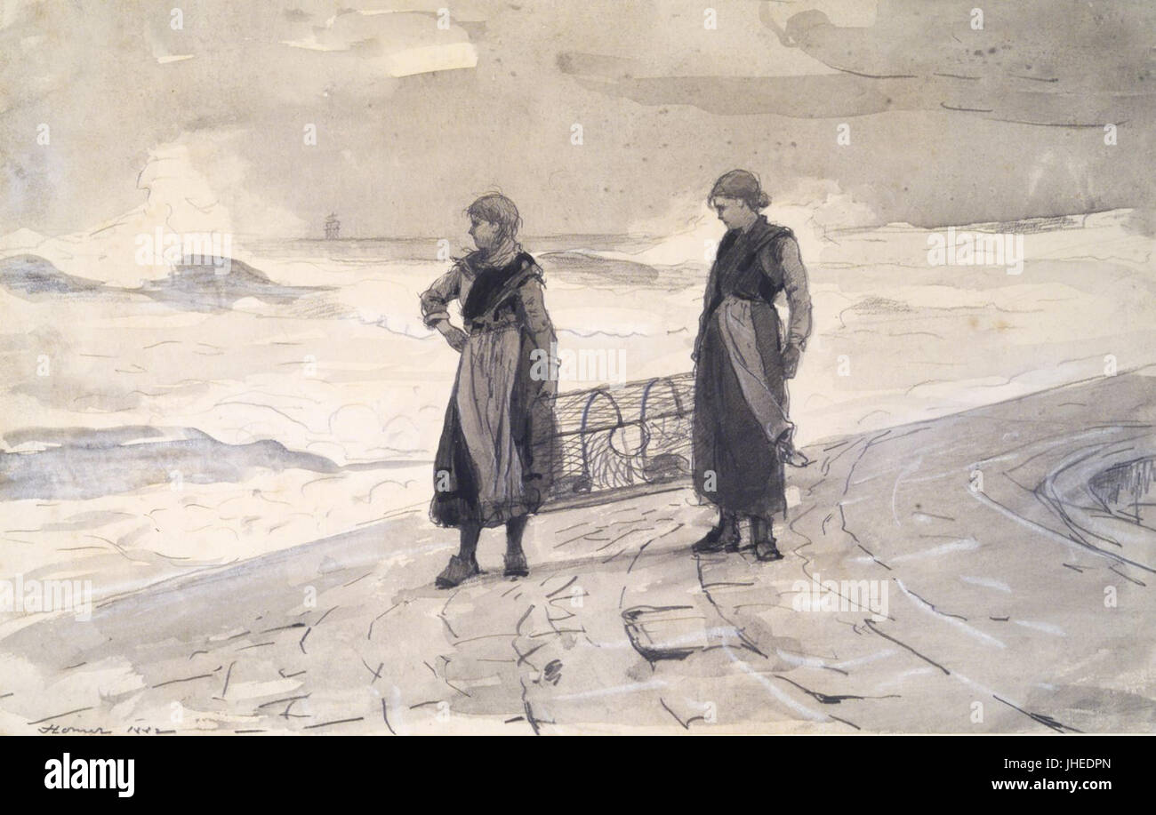 Winslow Homer - Women On Shore with Lobster Pot Stock Photo - Alamy