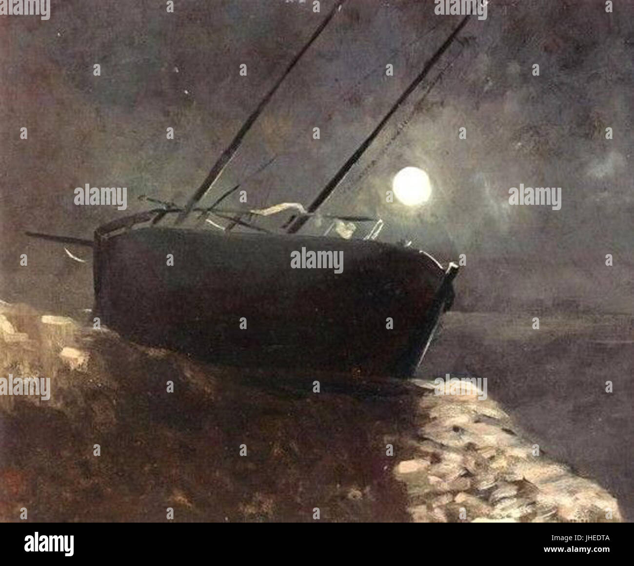 Odilon Redon - Boat in the moonlight Stock Photo - Alamy