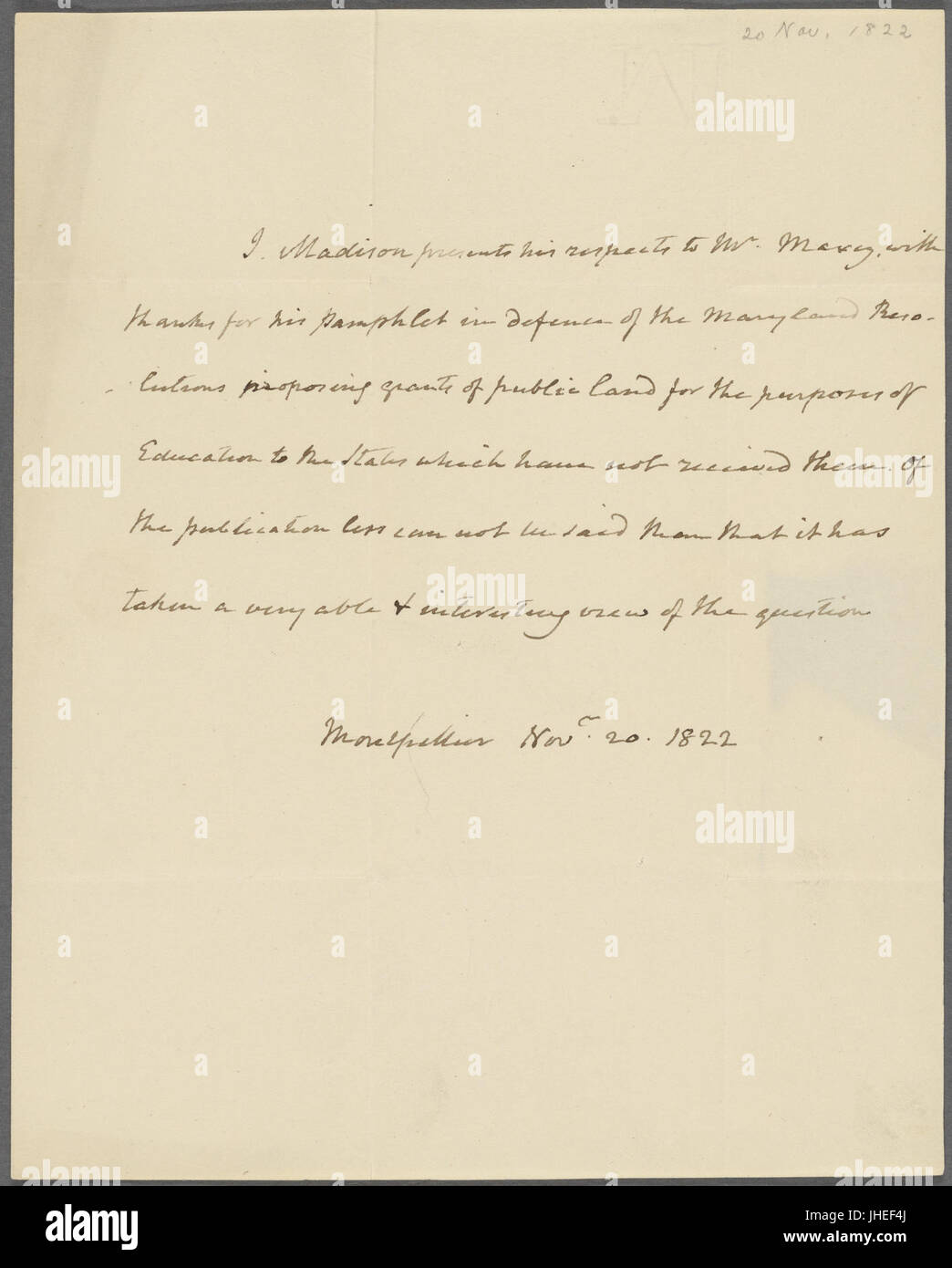 Letter to Virgil Maxcy (NYPL b11904004-5213361 Stock Photo - Alamy