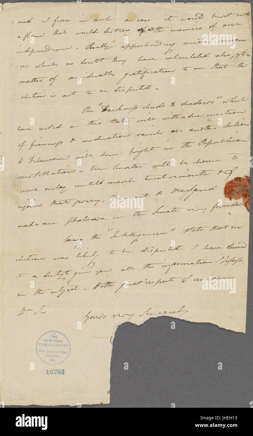 Letter from Caesar A. Rodney (NYPL b11904004-5215457 Stock Photo - Alamy