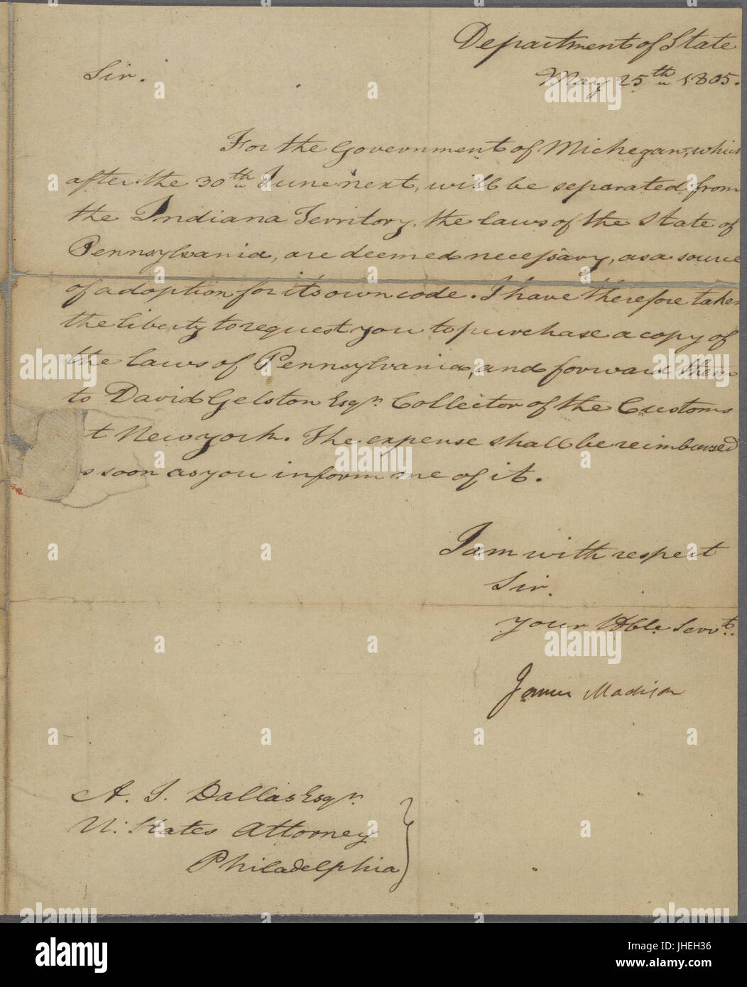 Letter to A.J. Dallas (NYPL b11904004-5215507 Stock Photo - Alamy