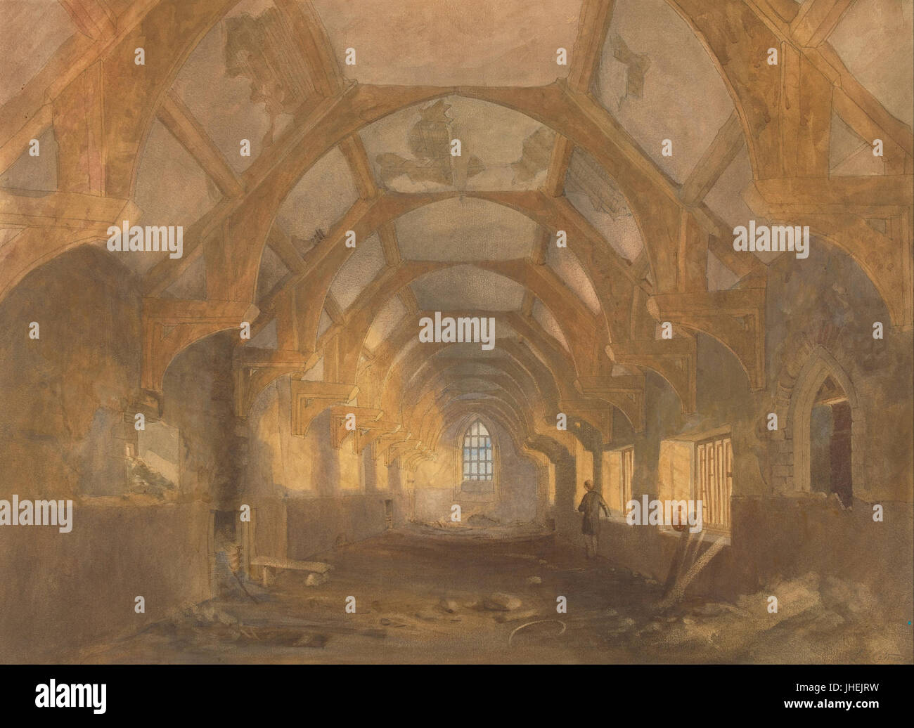 John Sell Cotman (British - Interior of a Dormitory of the Ipswich ...