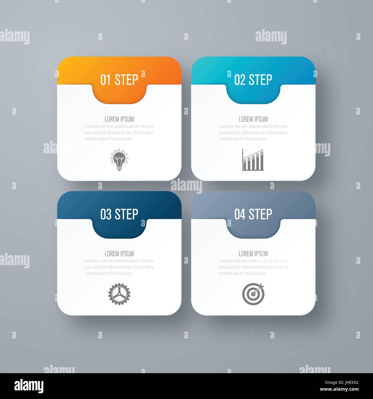Business infographics template 4 steps with square Stock Vector Image ...