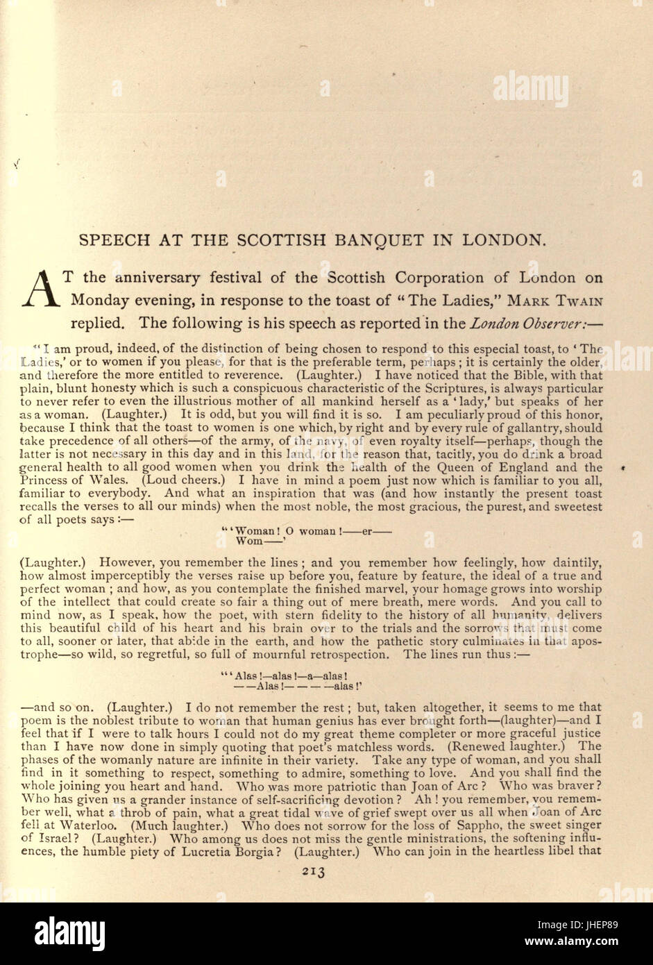 Mark Twain's Sketches, New and Old, p. 213 Stock Photo - Alamy