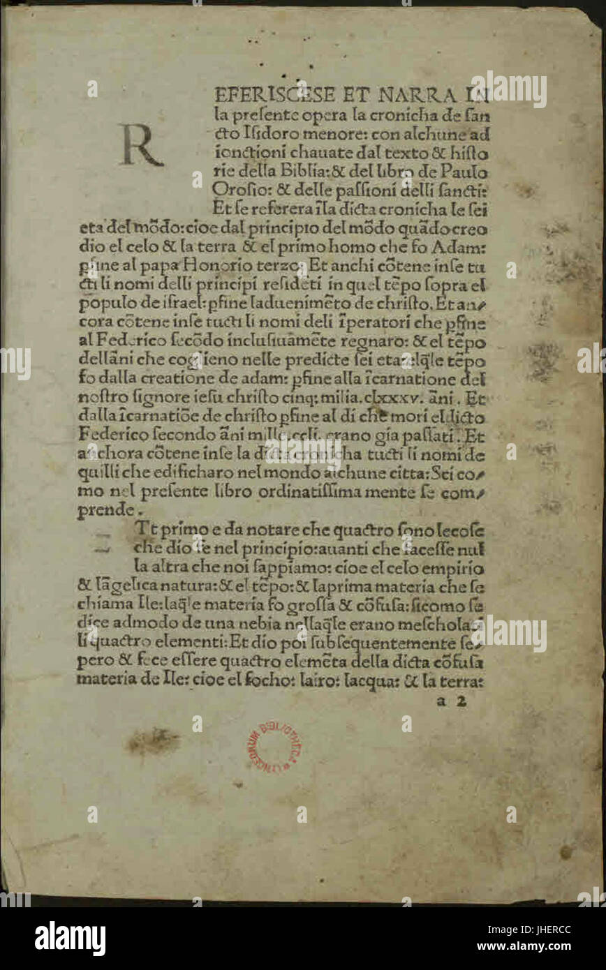 Isidorus - Chronica minora, alli anni domini MCCCCLXXXII Addi cinque di ...