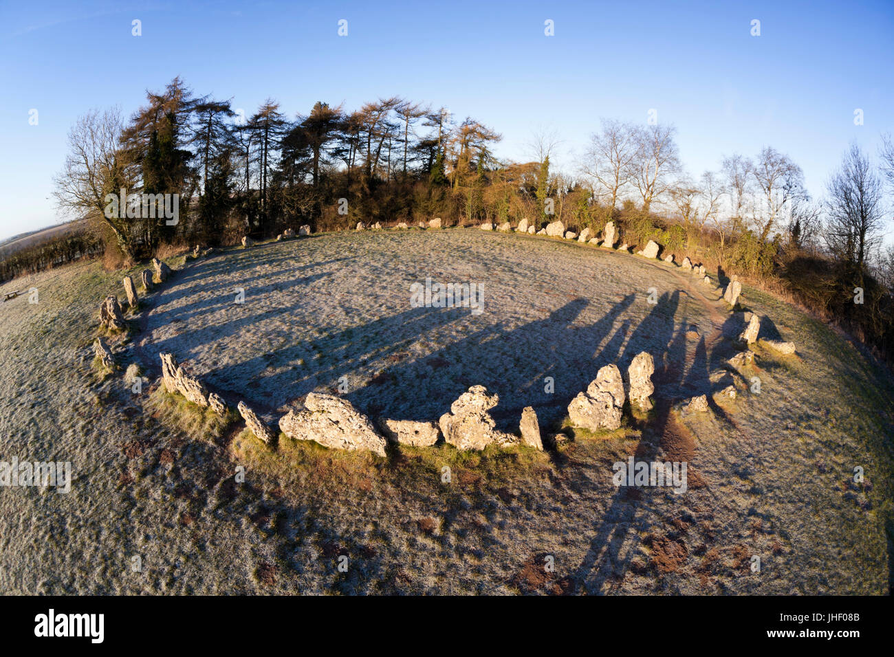 The King's Men stone circle in winter frost, The Rollright Stones ...