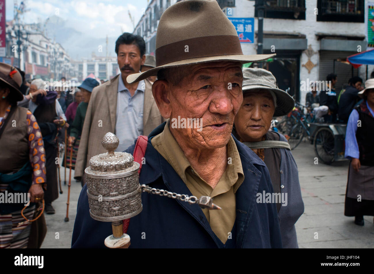 Tibetan buddhist devotees do the Kora clockwise circumambulation around ...