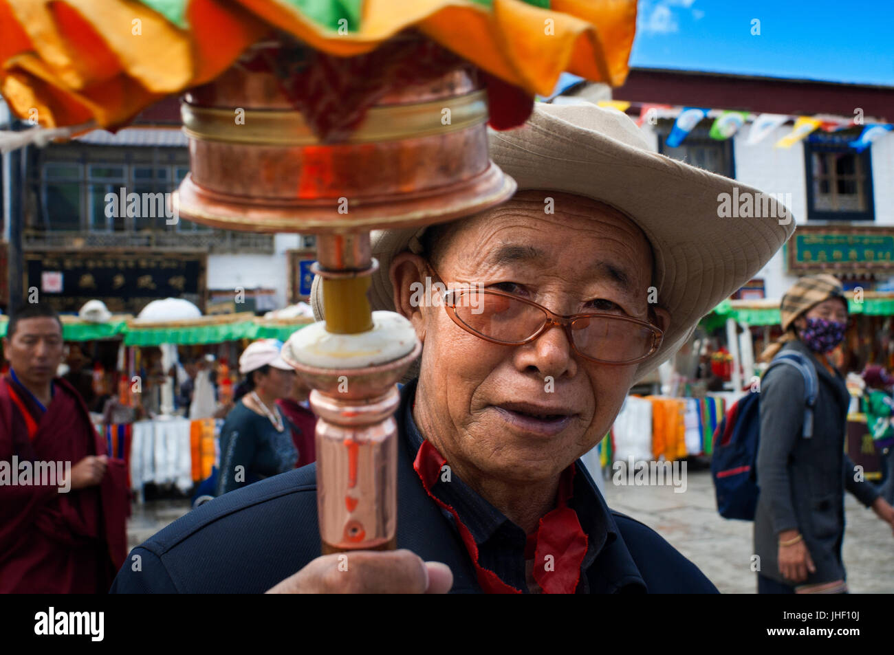 Tibetan buddhist devotees do the Kora clockwise circumambulation around ...