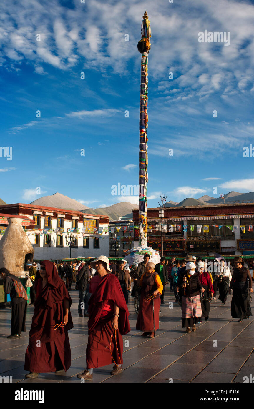 Tibetan buddhist devotees do the Kora clockwise circumambulation around ...
