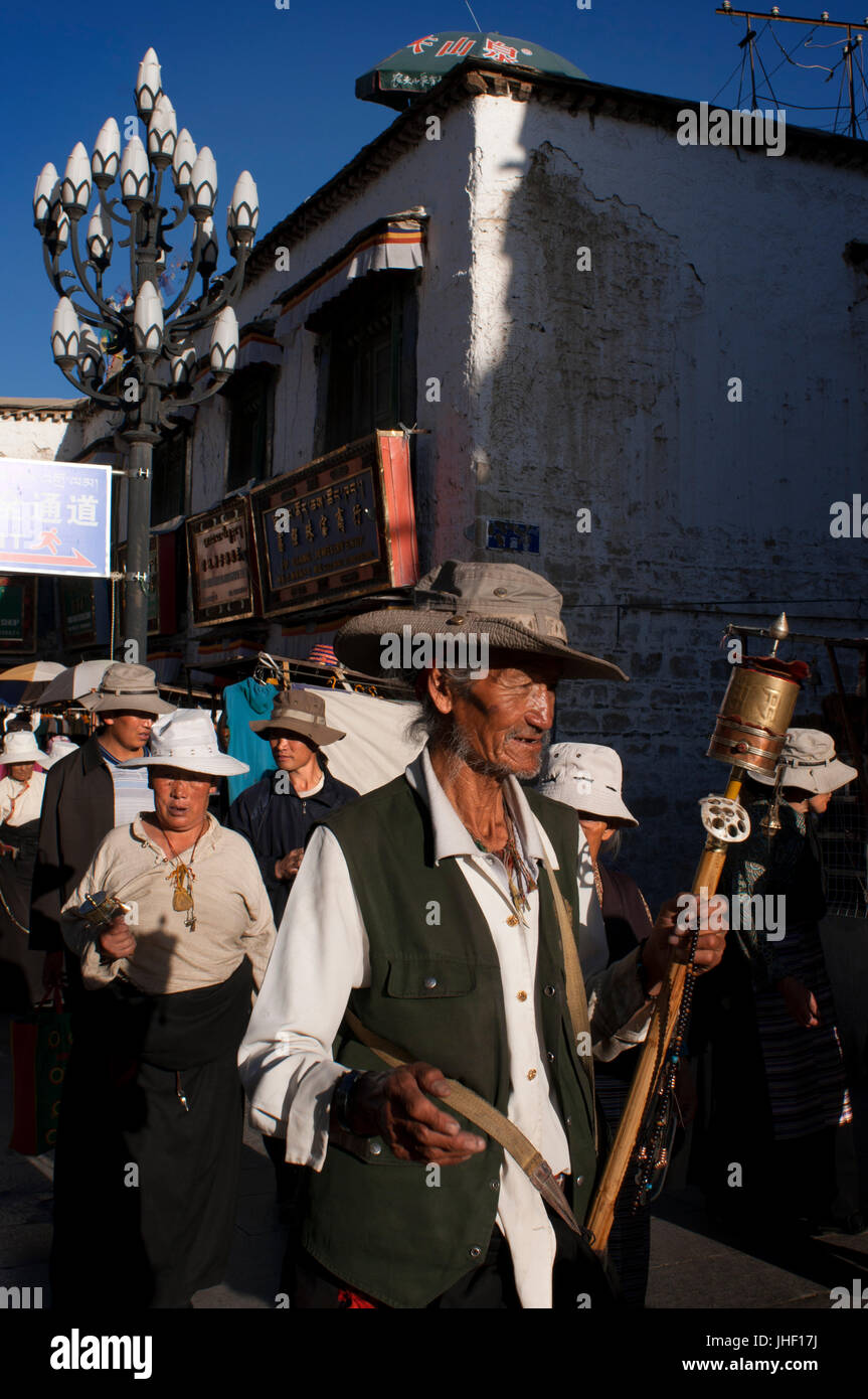 Tibetan buddhist devotees do the Kora clockwise circumambulation around ...