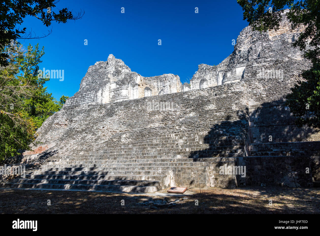 Pyramid known as structure eight in the ruins of Becan, Mexico Stock ...