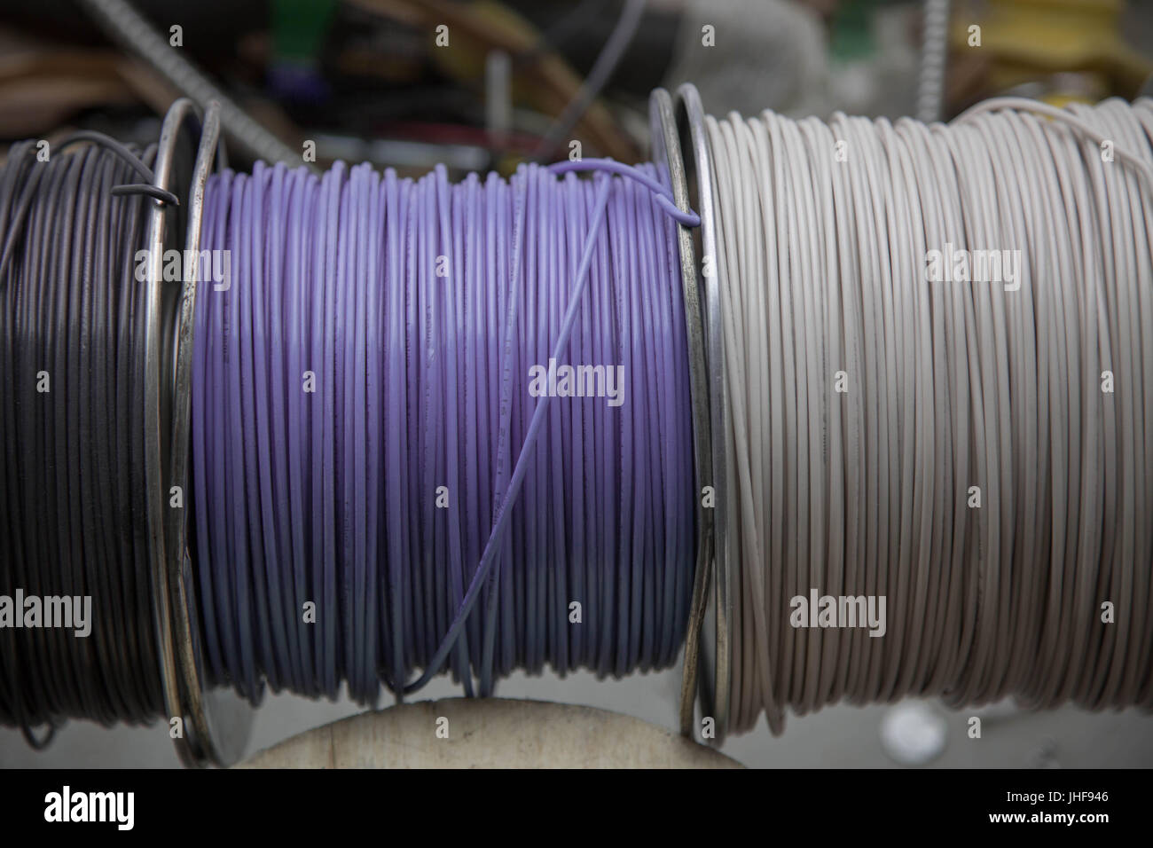 Background blue grey white cables Stock Photo - Alamy