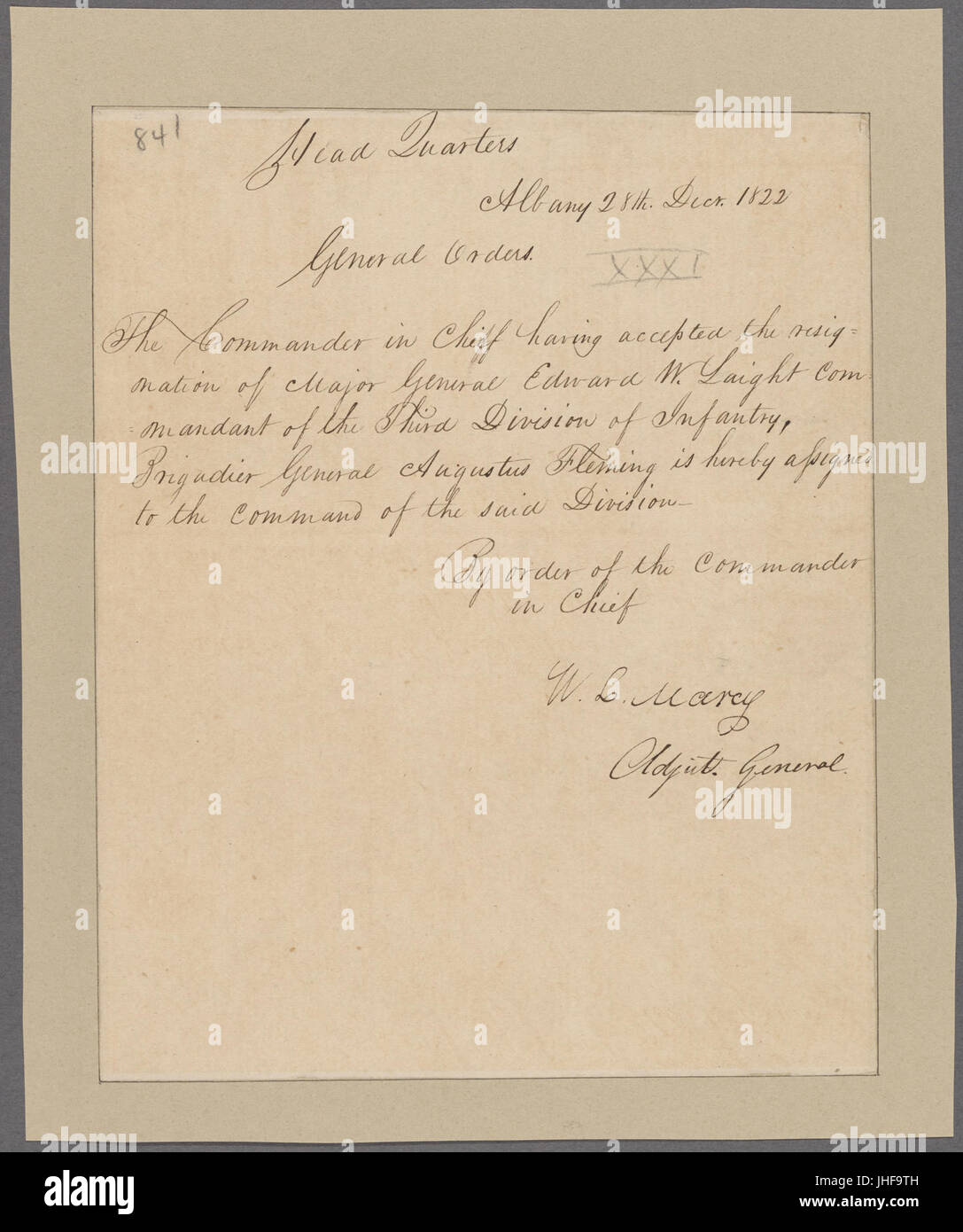 Marcy, William L. Headquarters, Albany. To General Augustus Fleming ...