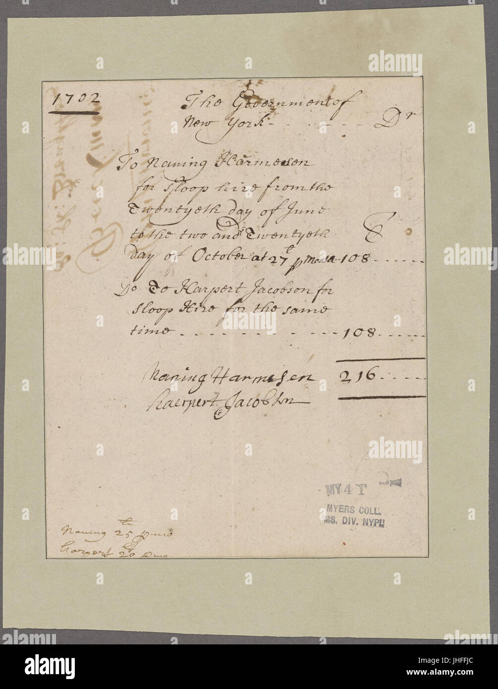 Beekman, Gerardus. New York To the Governor Lord Cornbury (NYPL ...