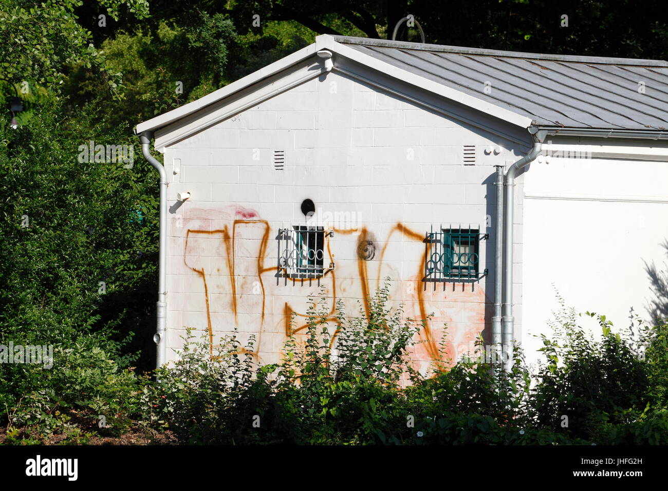 back of an old small house with green plants Stock Photo - Alamy