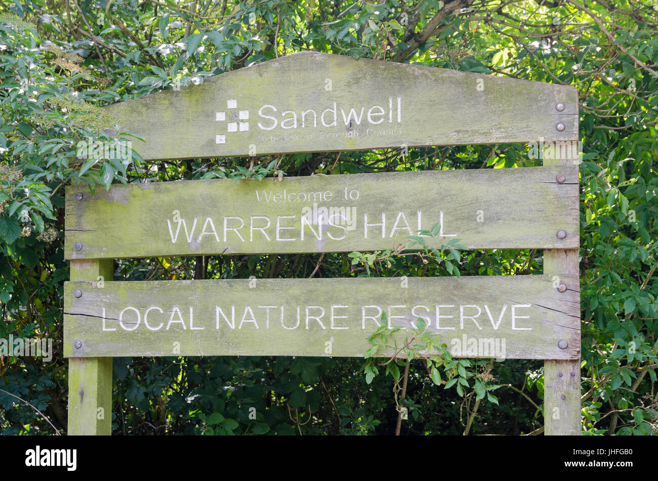 Sign at entrance to Warren's Hall Local Nature Reserve in Netherton ...