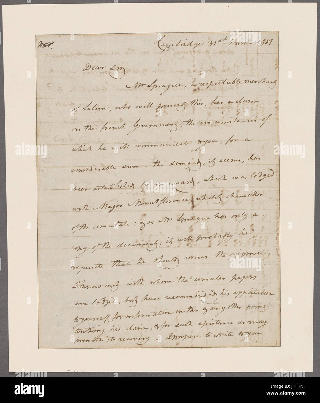 Gerry, Elbridge. Cambridge. To Fulwar Skipwith (NYPL b11868620-5351585 ...