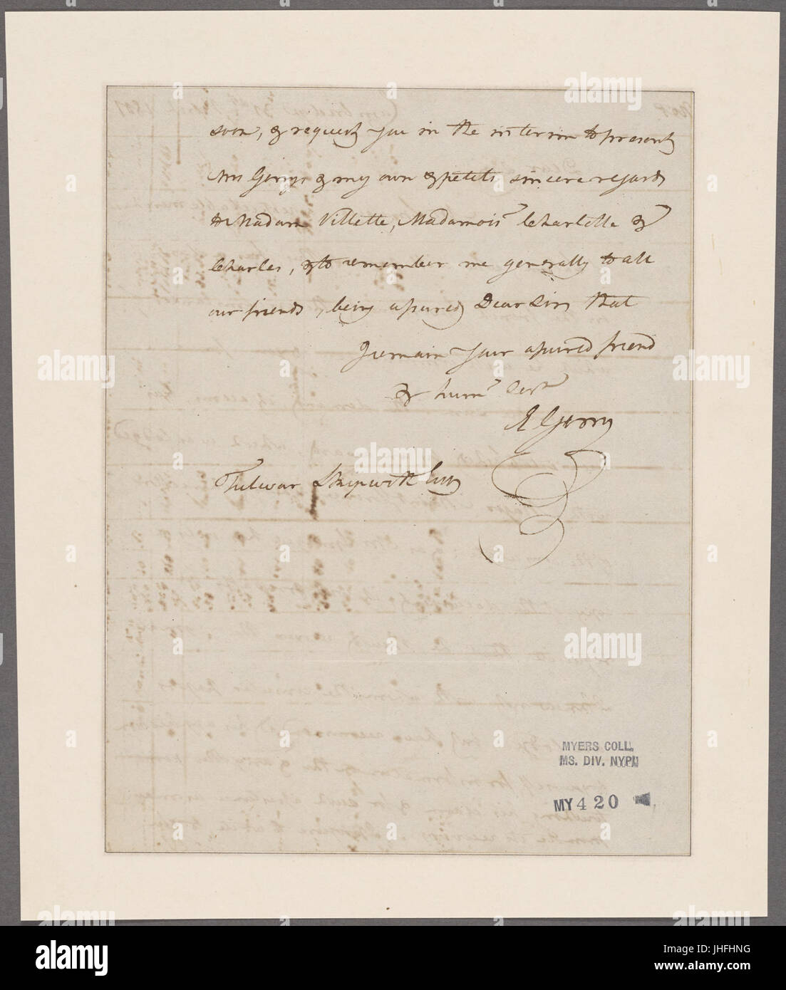 Gerry, Elbridge. Cambridge. To Fulwar Skipwith (NYPL b11868620-5351586 ...