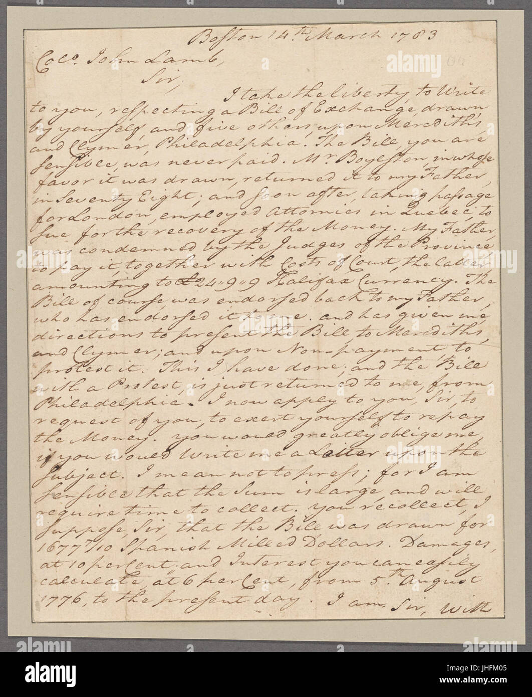 Freeman, James. Boston. To Col. John Lamb (NYPL b11868620-5359194 Stock ...