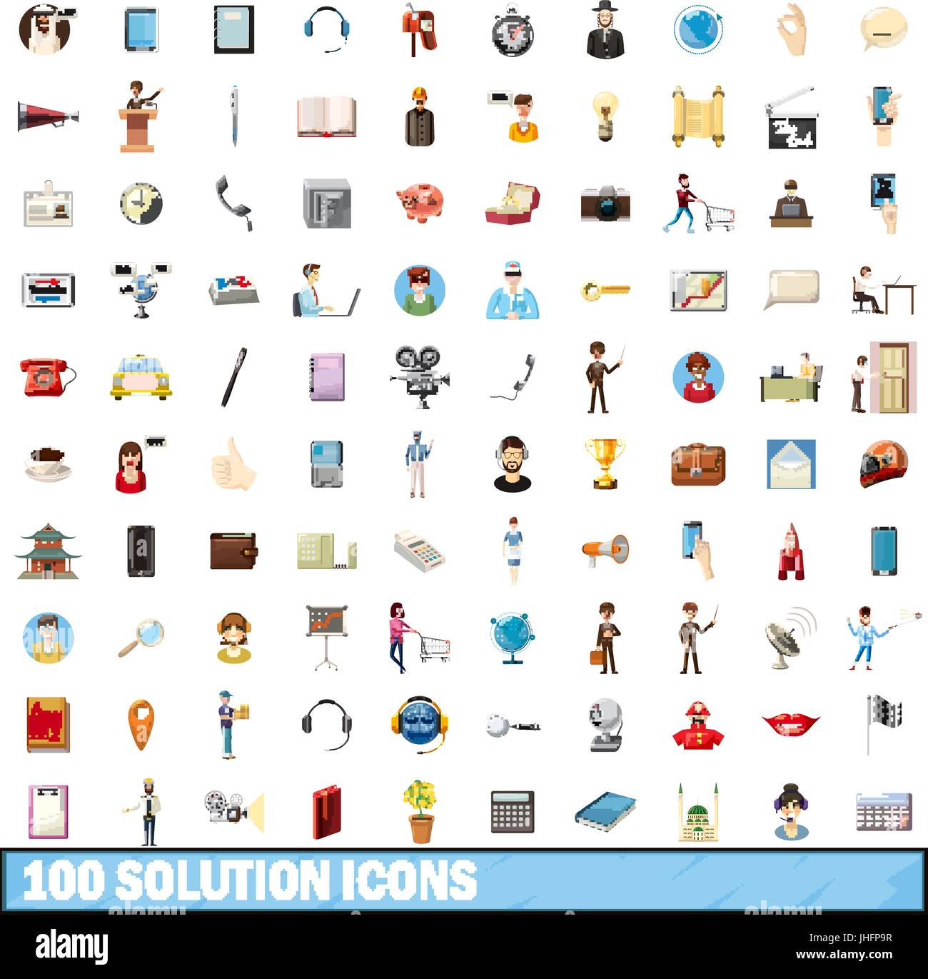 100 solution icons set, cartoon style Stock Vector Image & Art - Alamy
