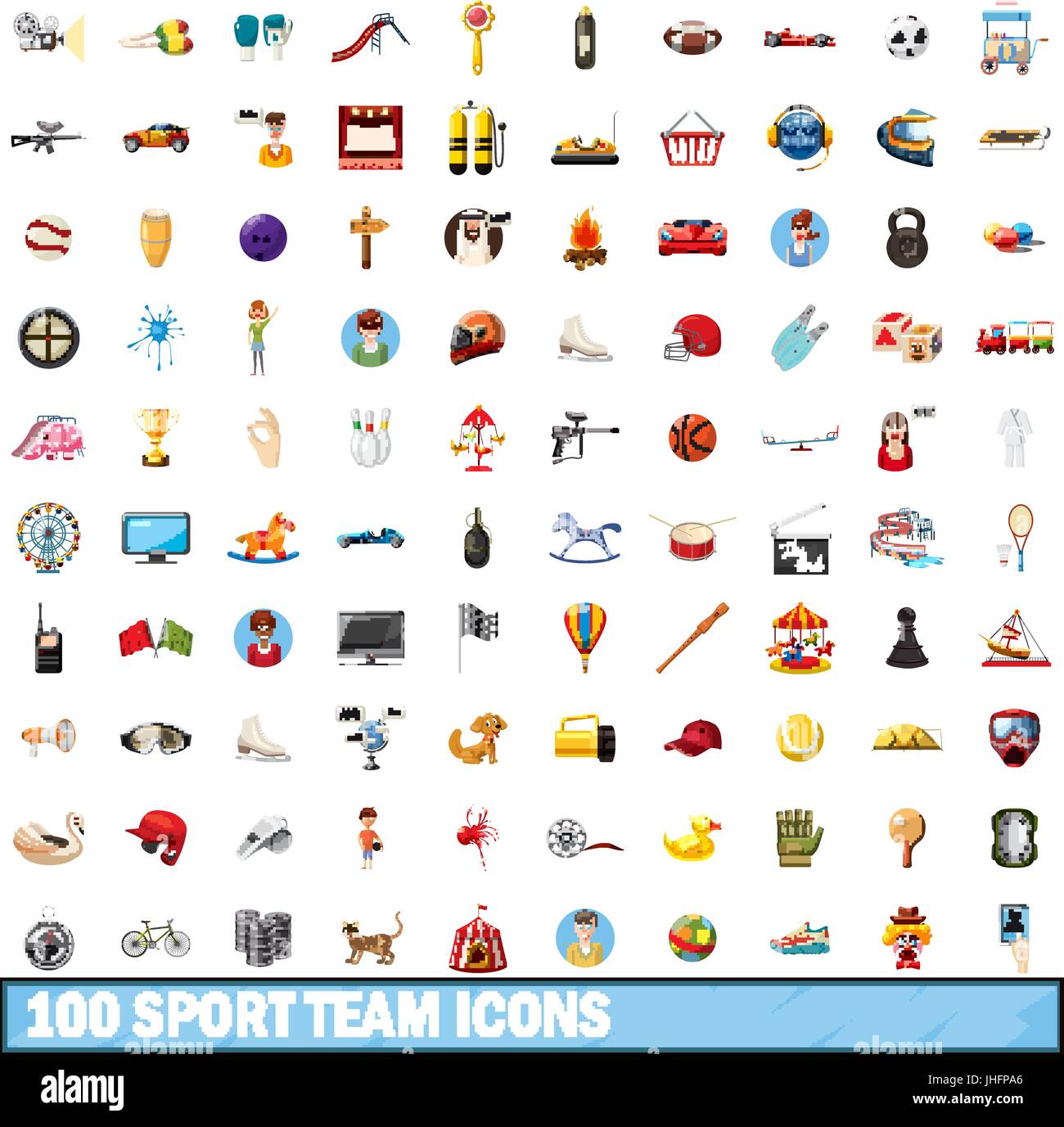 100 sport team icons set, cartoon style Stock Vector Image & Art - Alamy