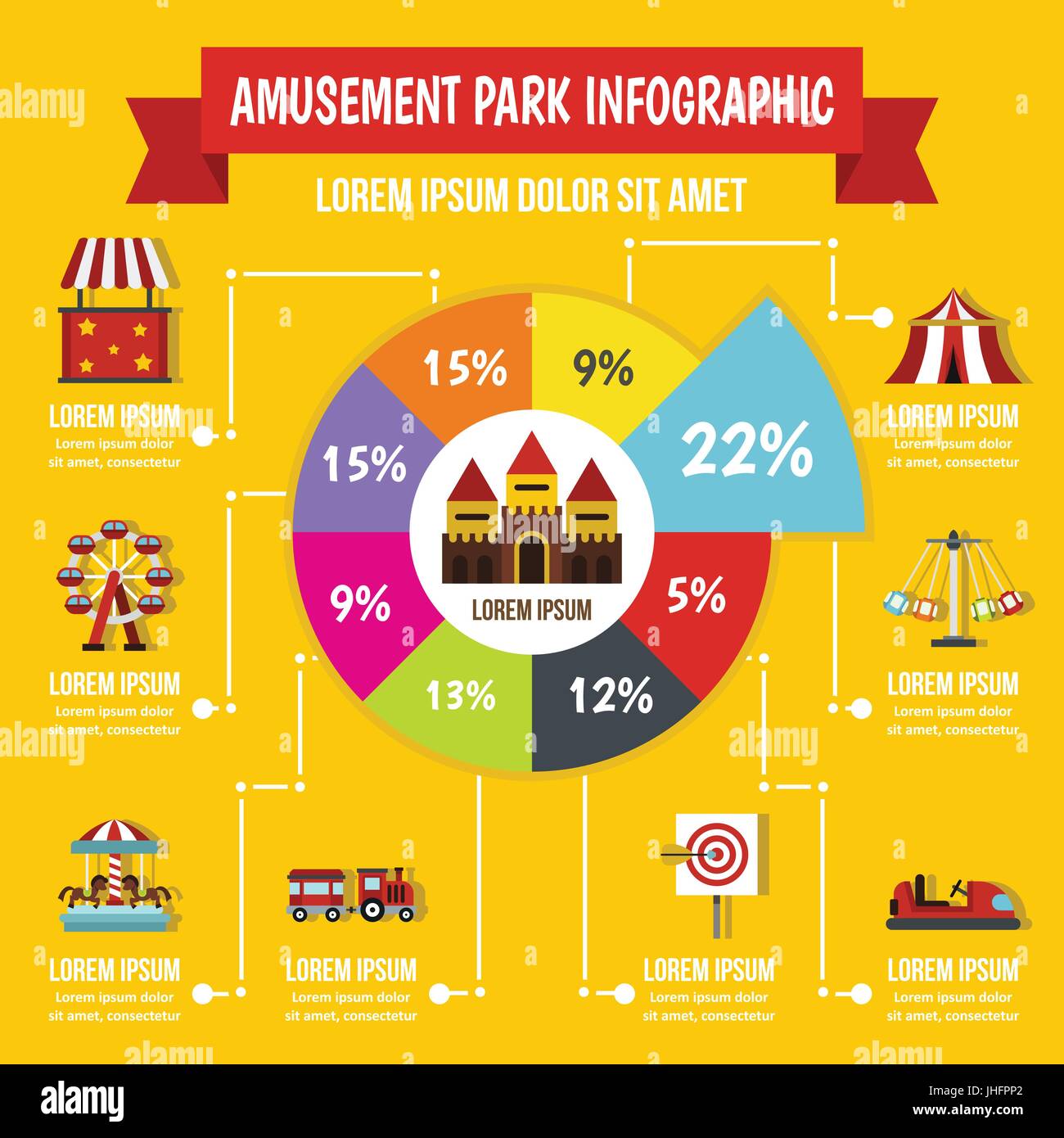 Amusement park infographic concept, flat style Stock Vector Image & Art ...